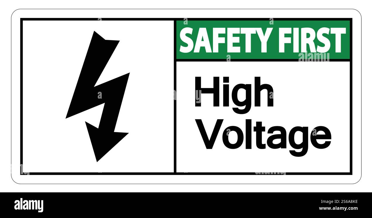 Safety first high voltage sign Isolate On White Background,Vector ...