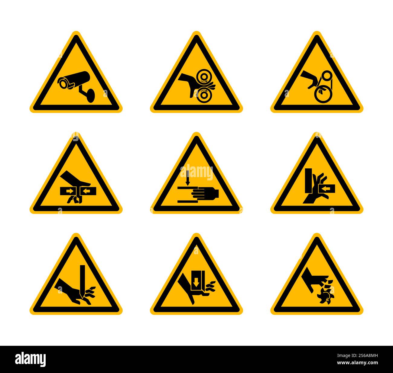 Triangular Warning Hazard Symbols labels Isolate On White Background ...