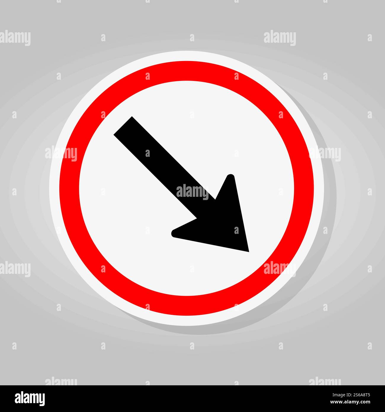 Keep Right by The Arrow Red Circle Traffic Road Sign Isolate On White ...