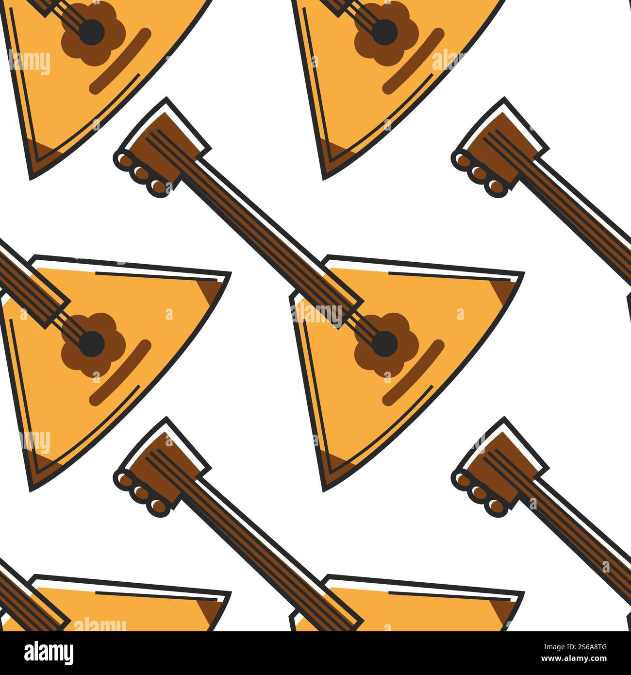 Musical string instrument Russian balalaika seamless pattern music art ...