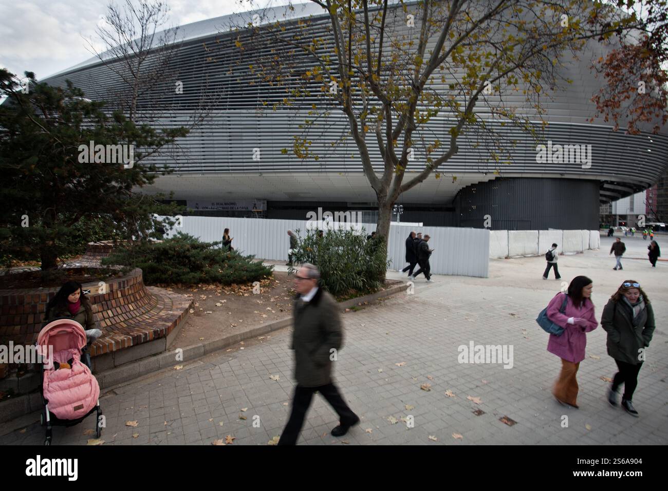 People outside Real Madrid's new Santiago Bernabéu stadium in Madrid ...