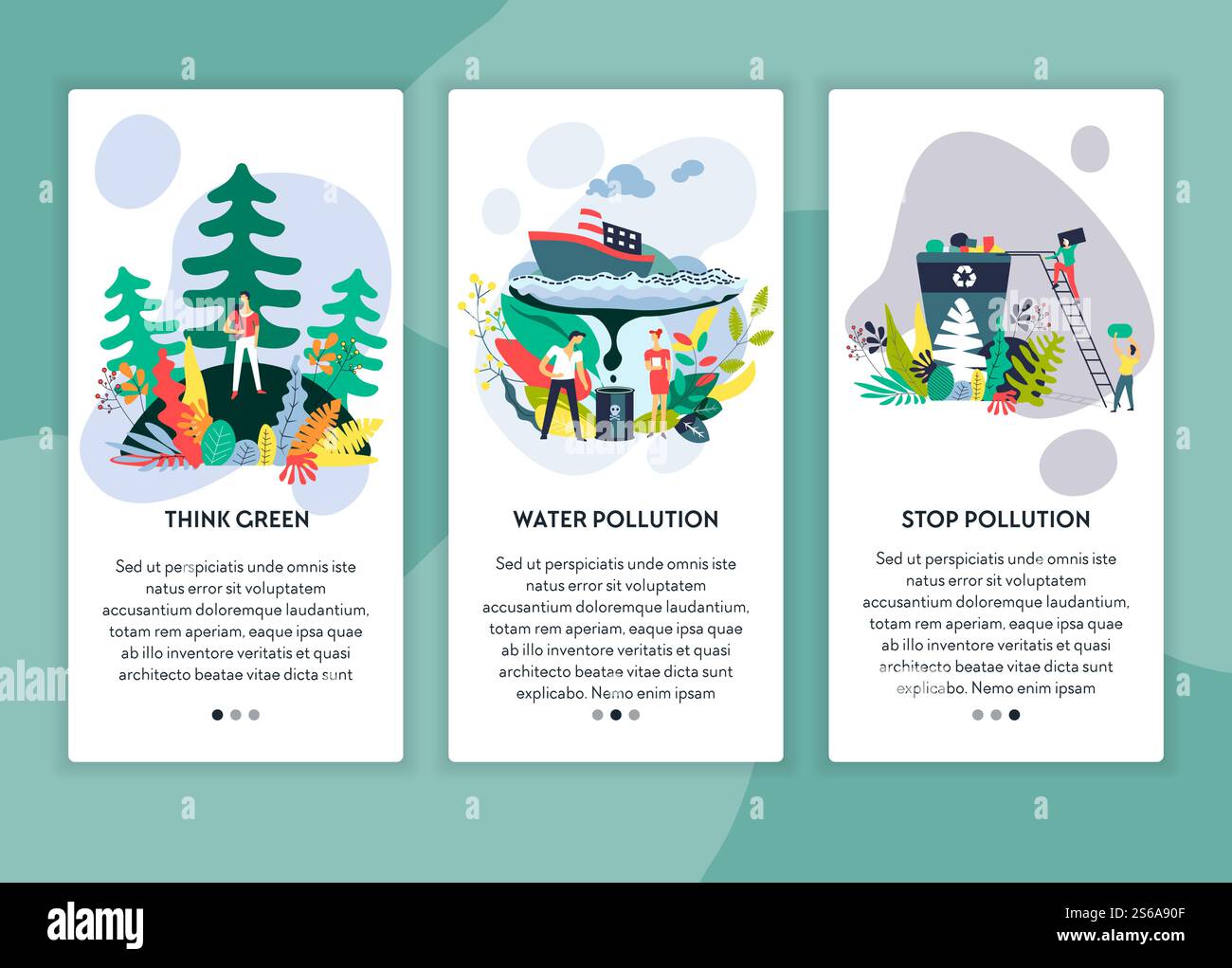 Water pollution think green and stop contamination web pages templates ...