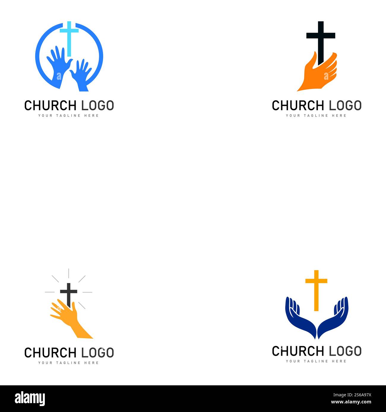 church christian logo vector icon design template. Christian symbols ...
