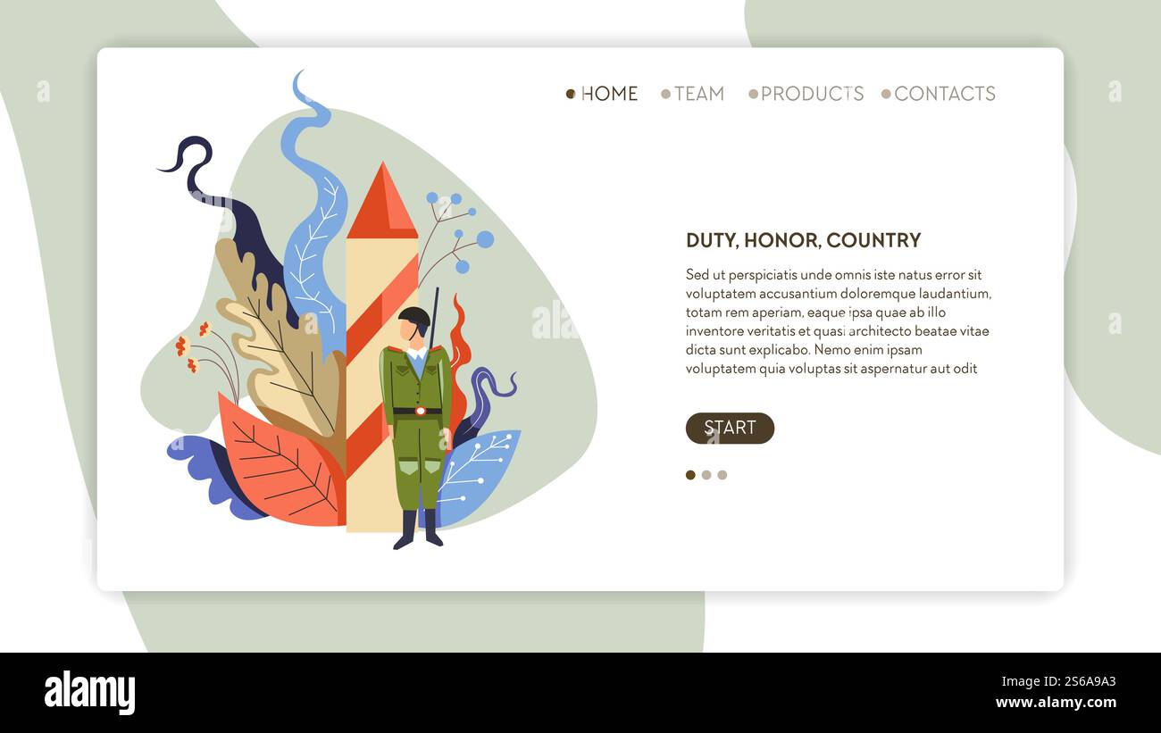 Army service duty honor country web page template vector rocket and ...