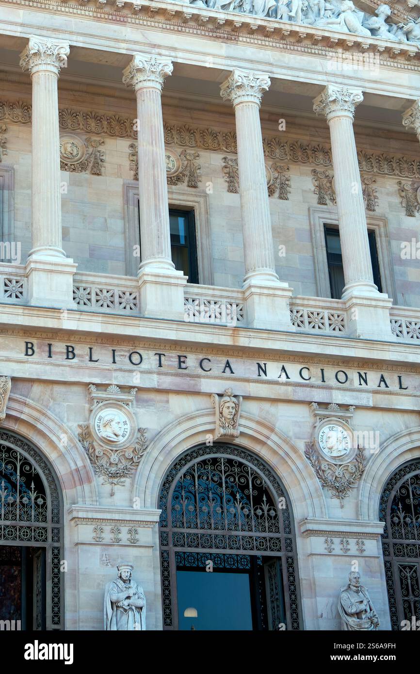 Madrid. Spain - January 16, 2025: Entrance to the National Library in ...
