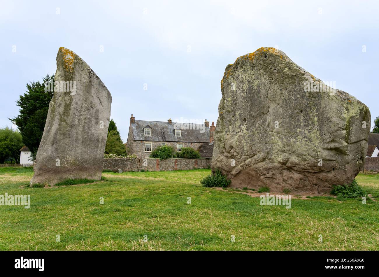 Avebury United kingdom - August 10 2024; Two giant prehistoric standing ...