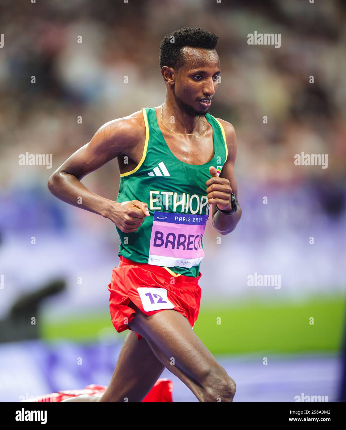 Selemon Barega participating in the 10.000 meters at the Paris 2024 ...