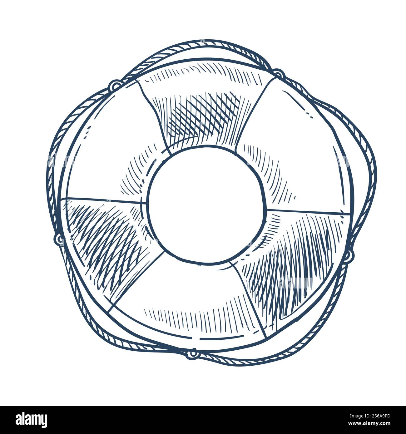 Inflatable ring or life buoy isolated marine object sketch vector ...