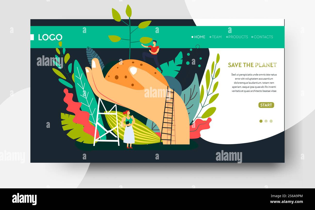 Planting trees ecology and environment protection web page template ...