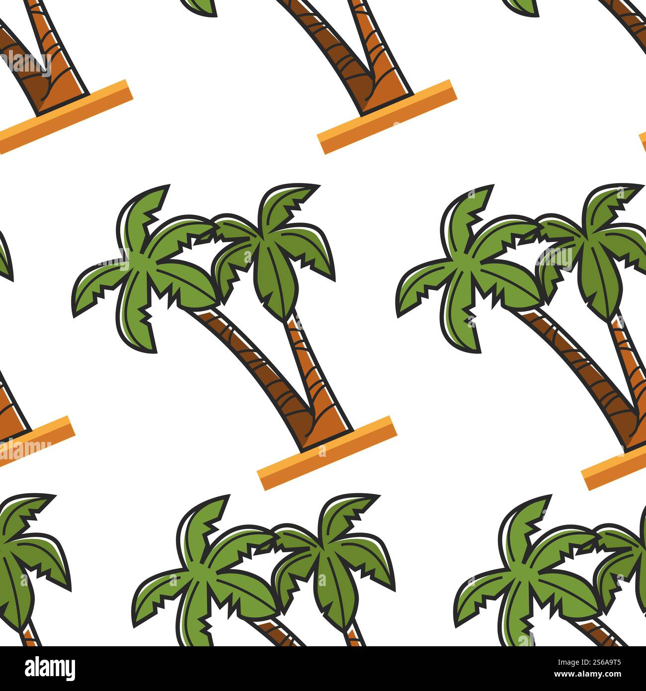 Palm tree seamless pattern Egypt beach resort vector exotic plant or ...