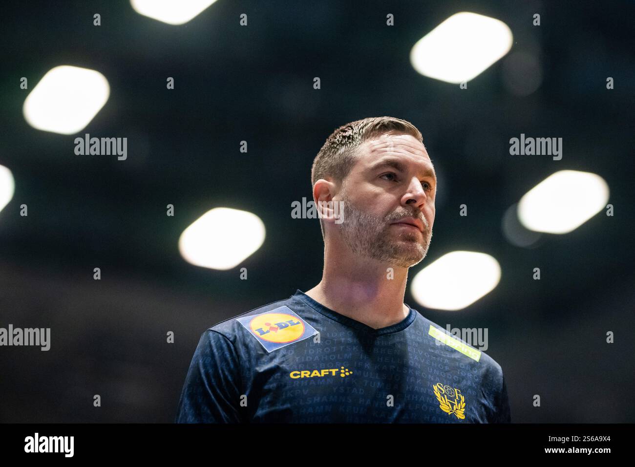 250116 Goalkeeper Andreas Palicka of Sweden during warm-up ahead of the ...