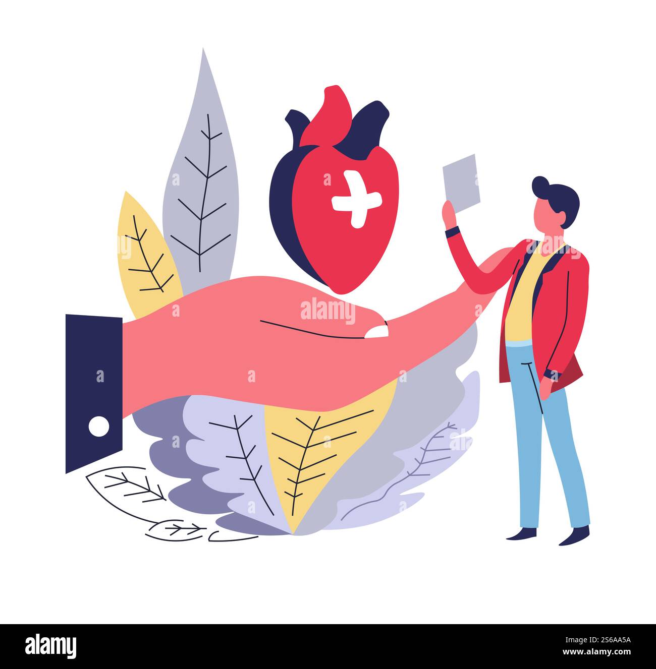 Human heart and hand health insurance abstract concept vector medicine ...