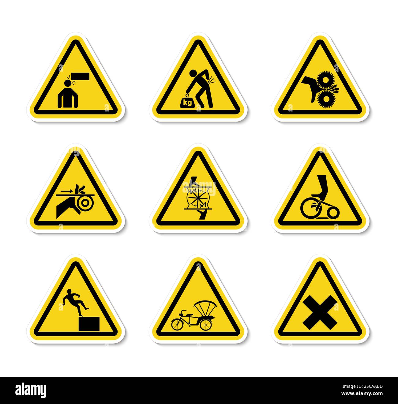 Triangular Warning Hazard Symbols labels Sign Isolate on White ...