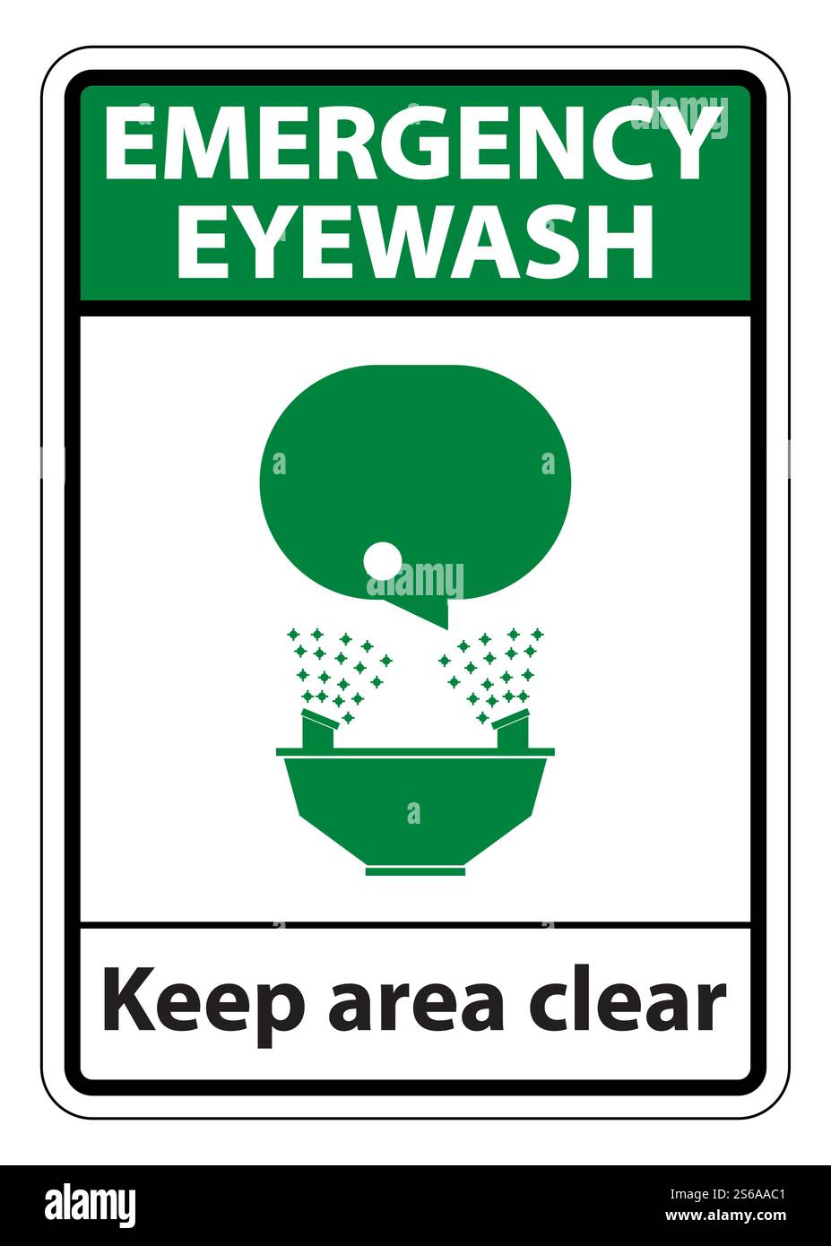 Emergency Eyewash Keep Area Clear Symbol Sign Isolate On White ...