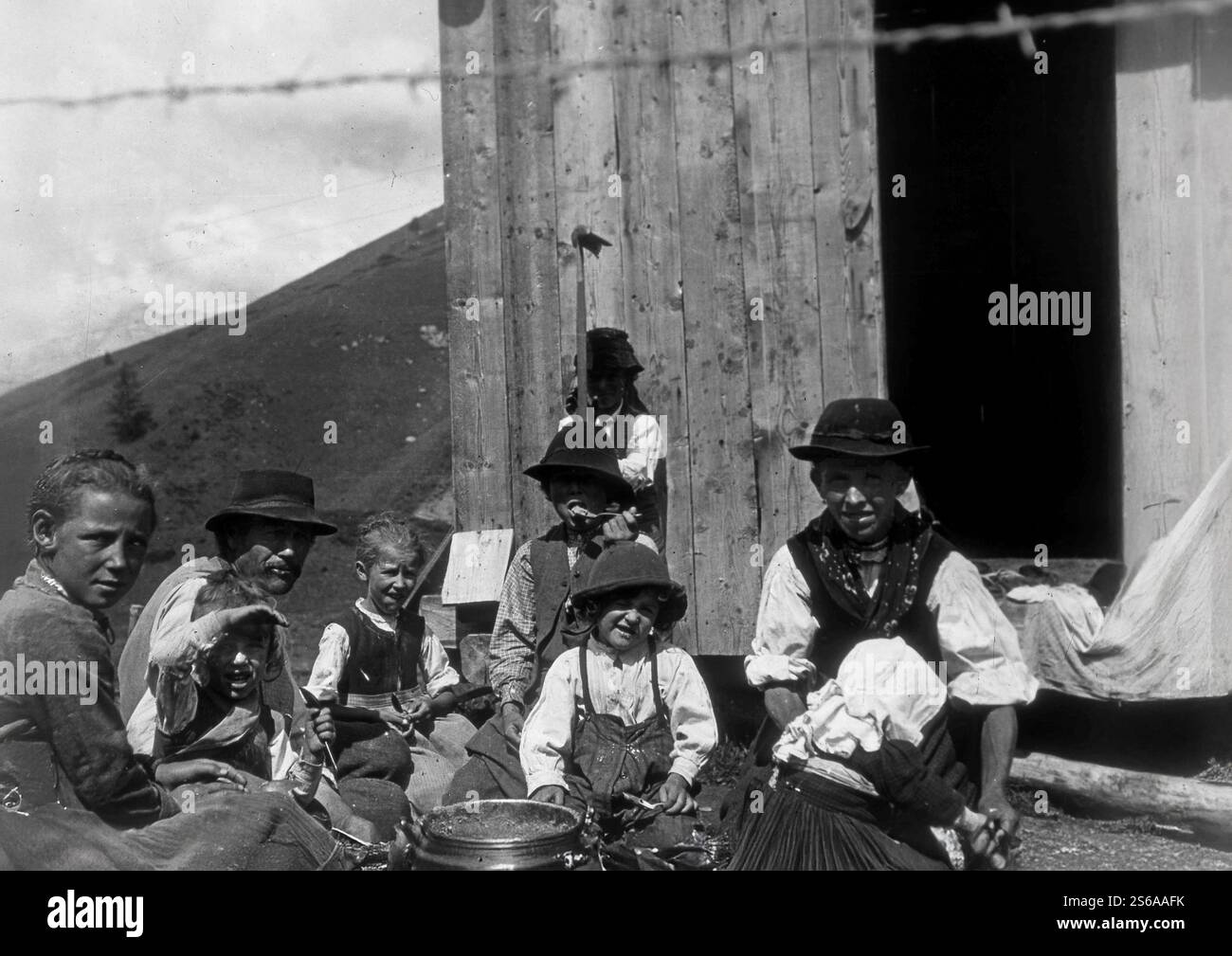 Dolomite family eating in the Dolomites Italy 1927 Stock Photo - Alamy