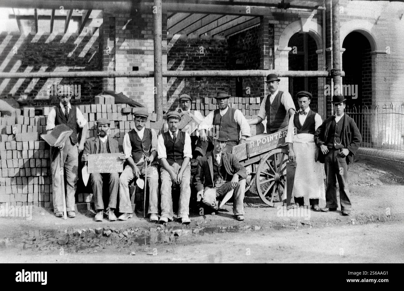 Tradesmen builders at work Berkshire England Uk 1904 Stock Photo - Alamy