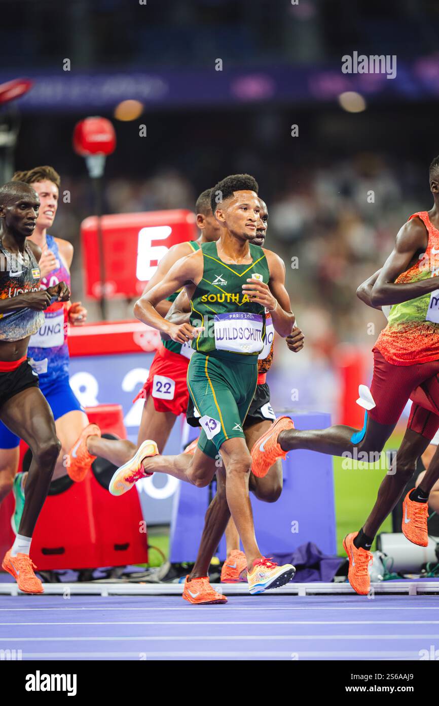 Adriaan Wildschutt participating in the 10.000 meters at the Paris 2024 ...