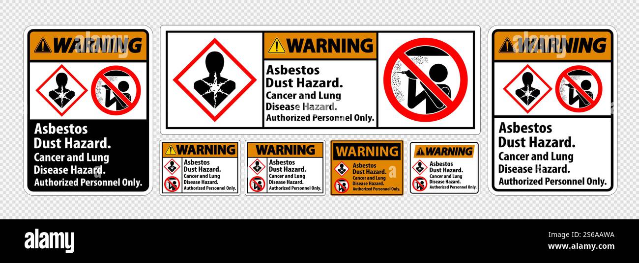 Warning Safety Label,Asbestos Dust Hazard, Cancer And Lung Disease ...