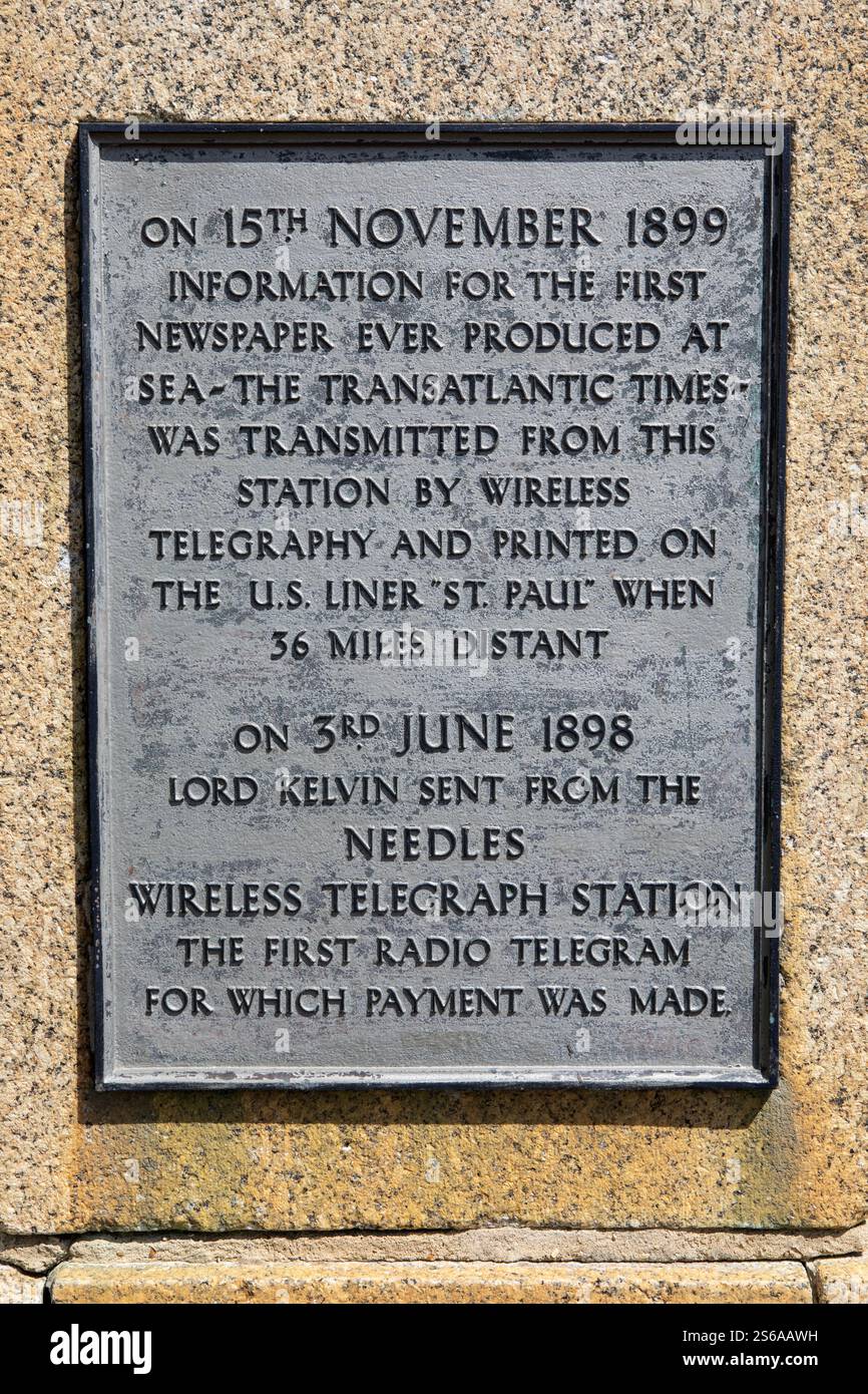 Isle of Wight, UK - August 4th 2024: Plaque at the Marconi Monument ...