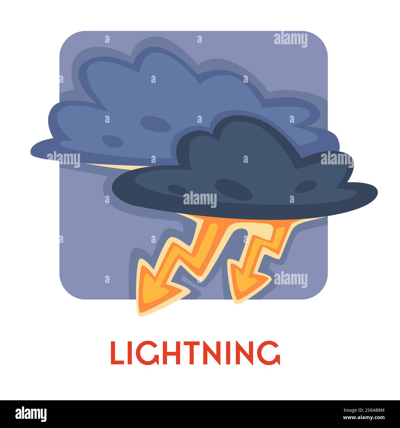 Lightning or thunder natural disaster danger and life threat vector ...
