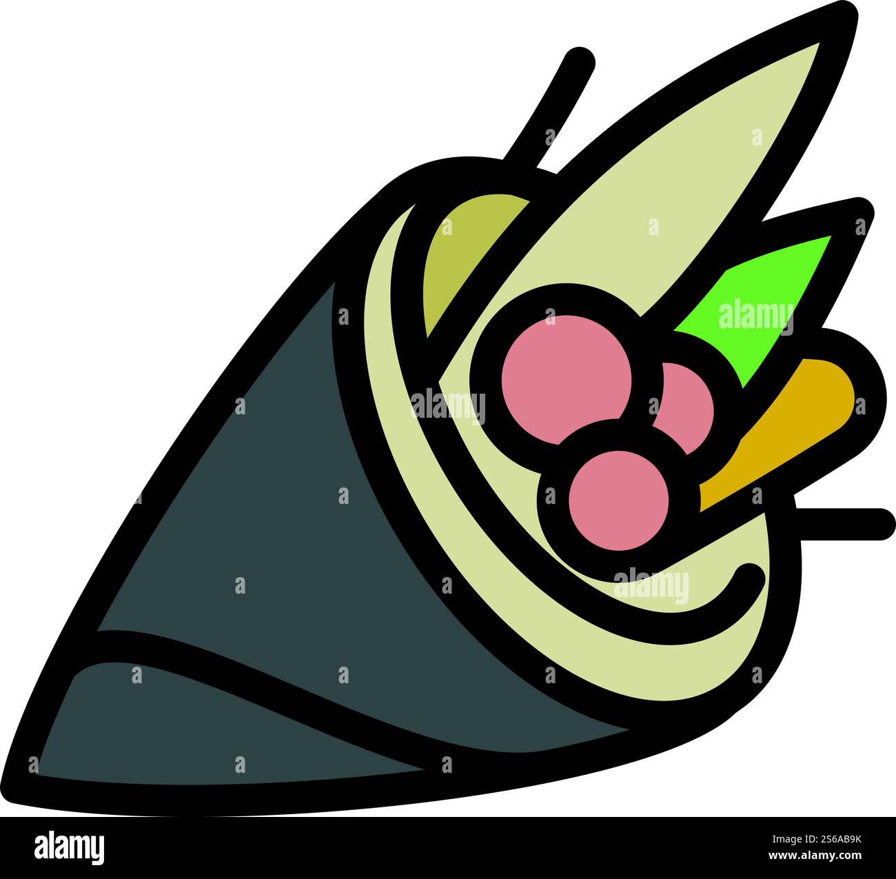 Vegan sushi roll icon. Outline vegan sushi roll vector icon for web ...