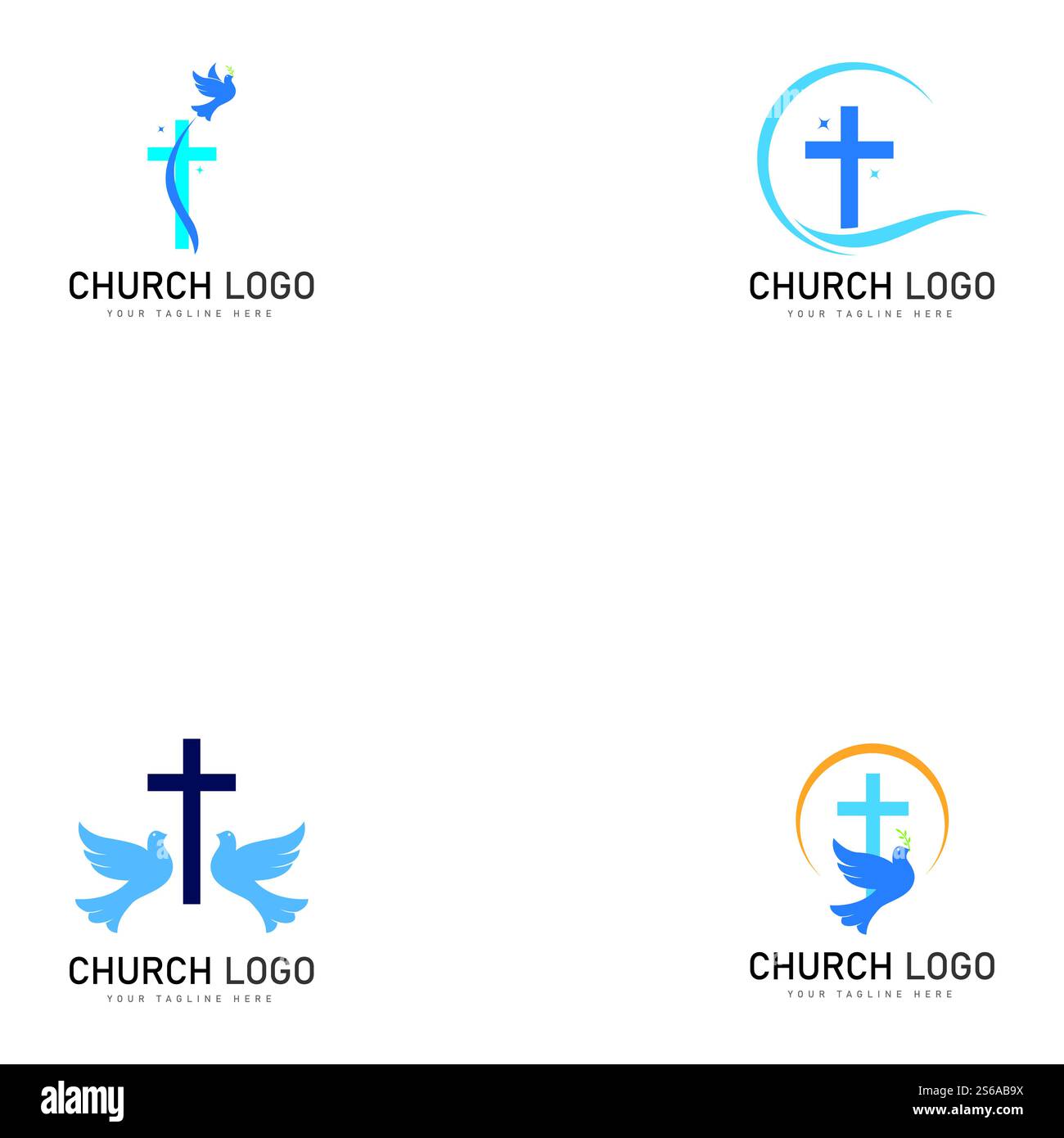 church christian logo vector icon design template. Christian symbols ...