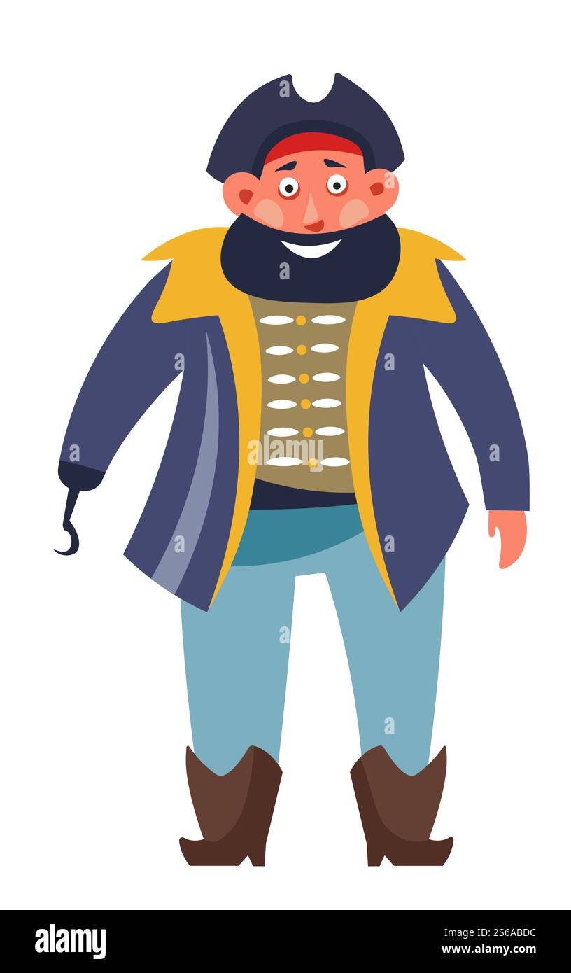 Sea criminal pirate with eye patch gun and sword aggressive isolated ...