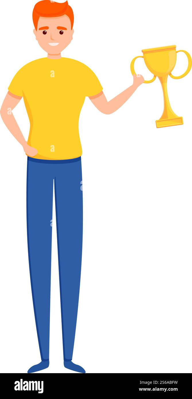 Dog handler win gold cup icon. Cartoon of dog handler win gold cup ...