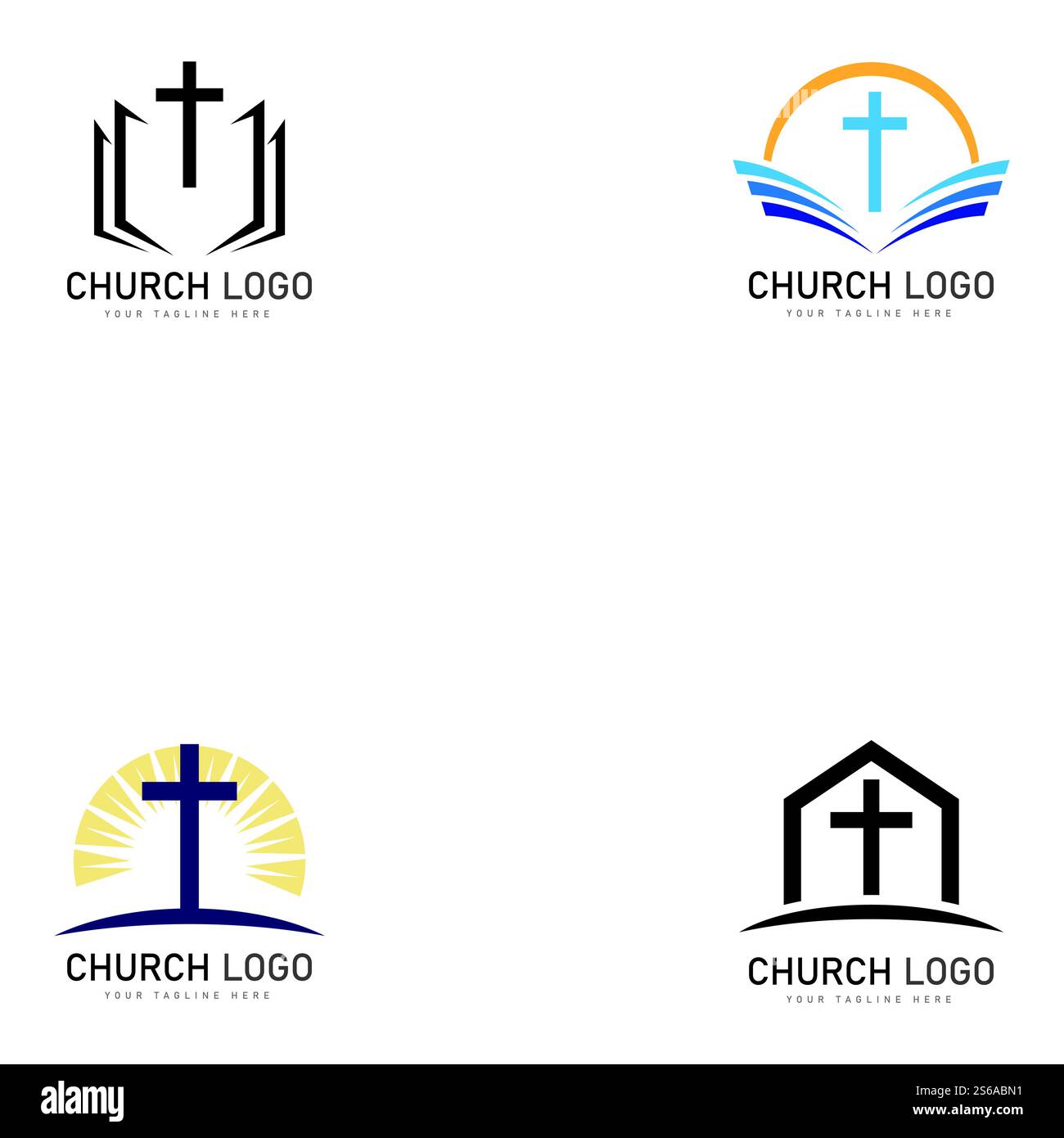 church christian logo vector icon design template. Christian symbols ...