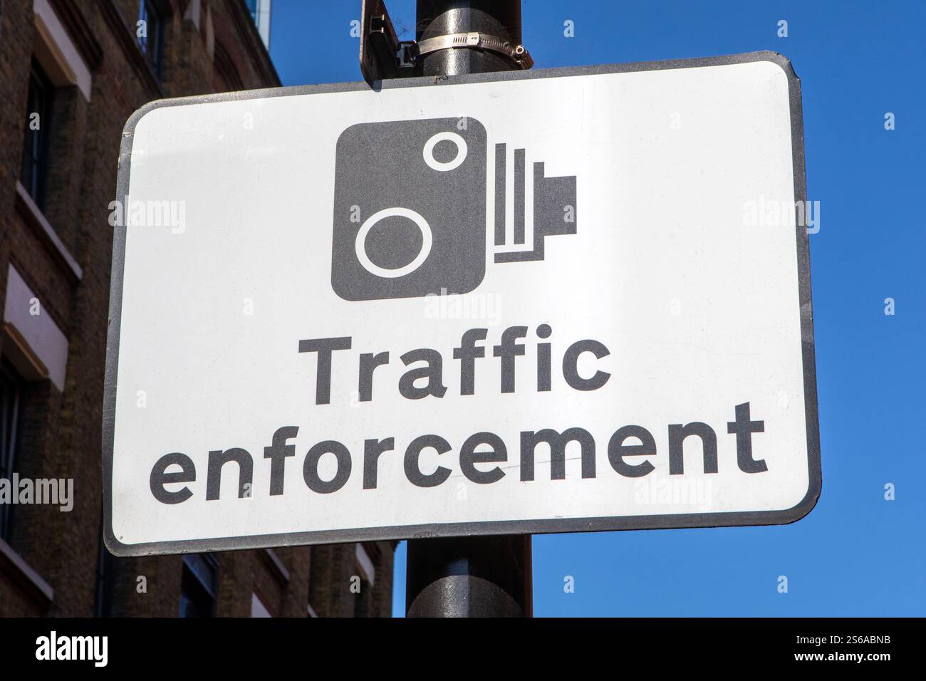 Close-up of a Traffic Enforcement Cameras sign in central London, UK ...