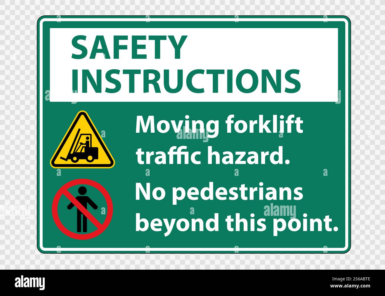 Moving forklift traffic hazard,No pedestrians beyond this point,Symbol ...