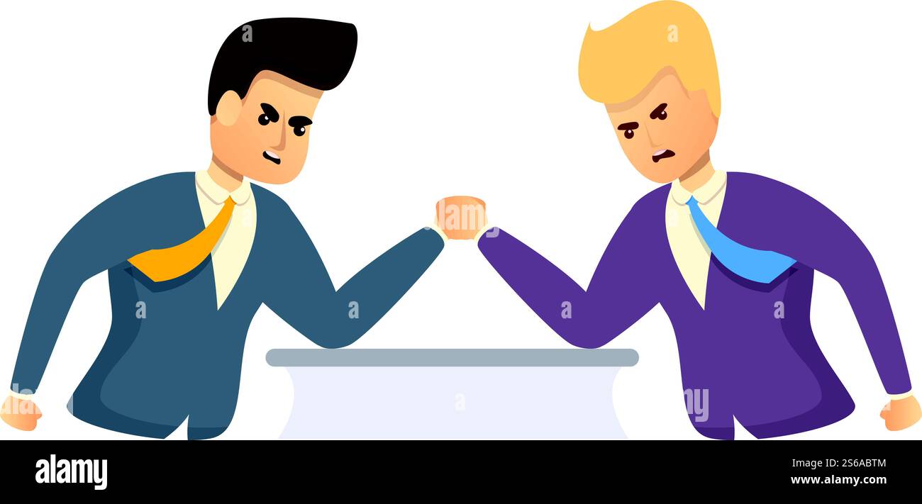 Office worker arm wrestling icon. Cartoon of office worker arm ...