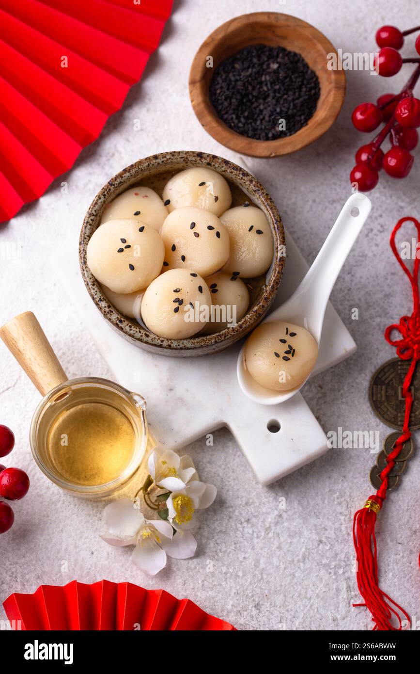 Tang yuan rice dumpling balls for Chinese lunar New year celebration ...