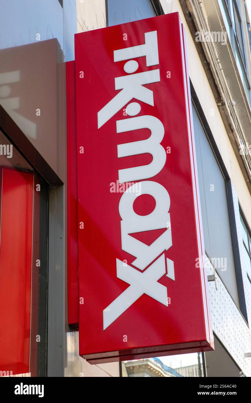 London, UK - August 12th 2024:The TK Maxx logo above the entrance to their store on Oxford ...