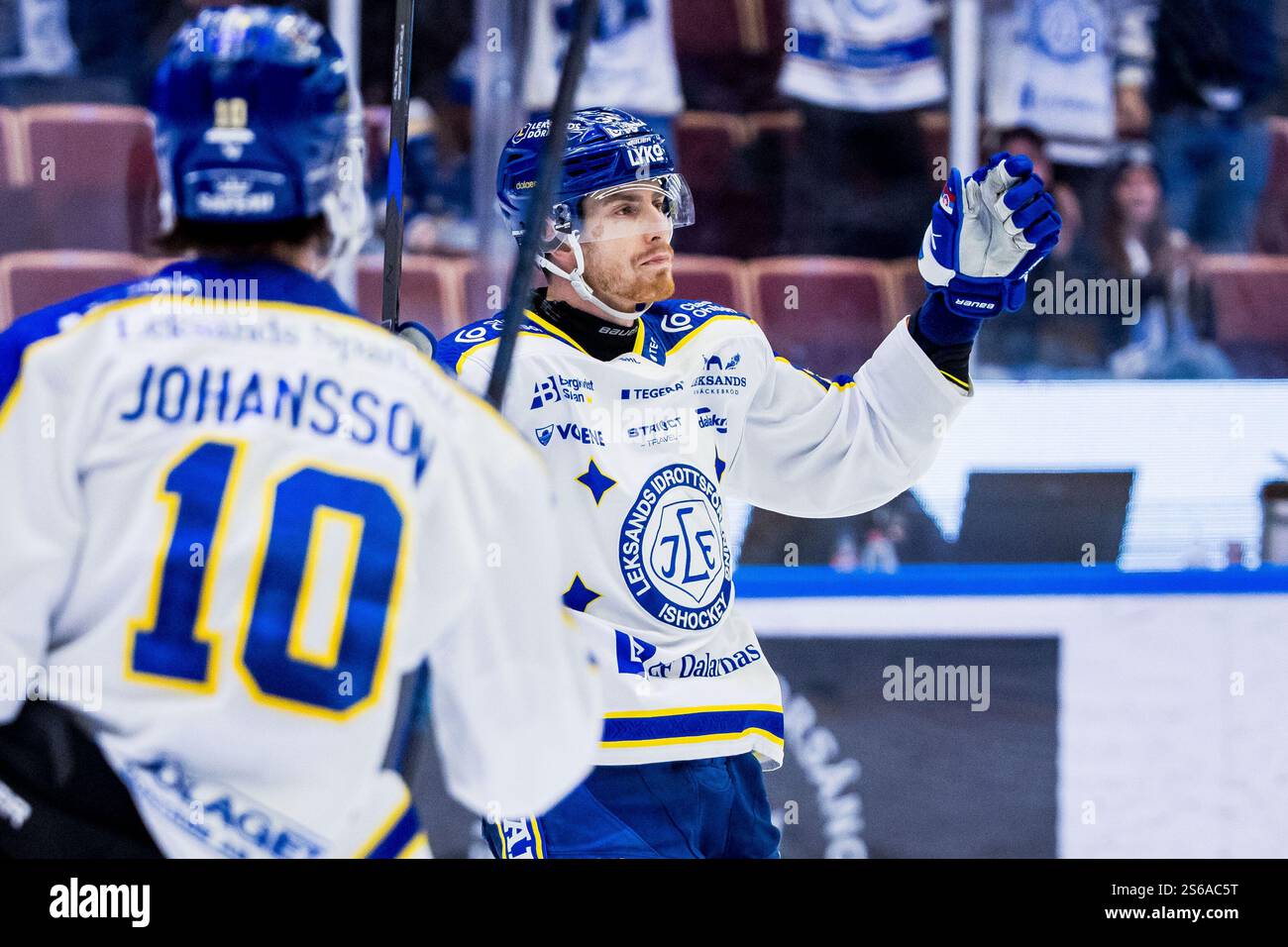 Leksand, Sverige. 16th Jan, 2025. 250116 Leksands Peter Cehlarik jublar efter 2-1 under ...