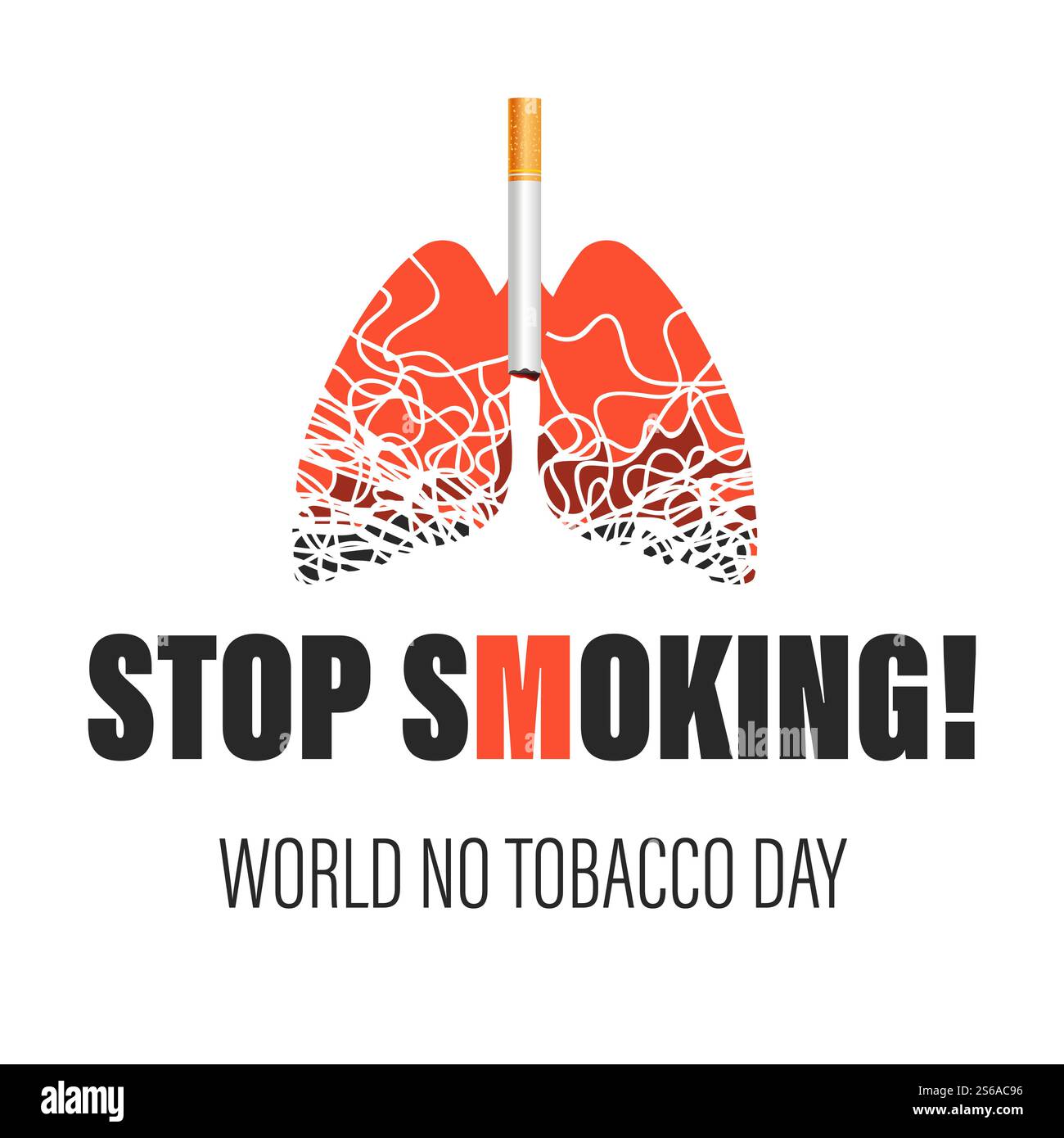 Stop smoking world no tobacco day isolated icons vector lungs and ...