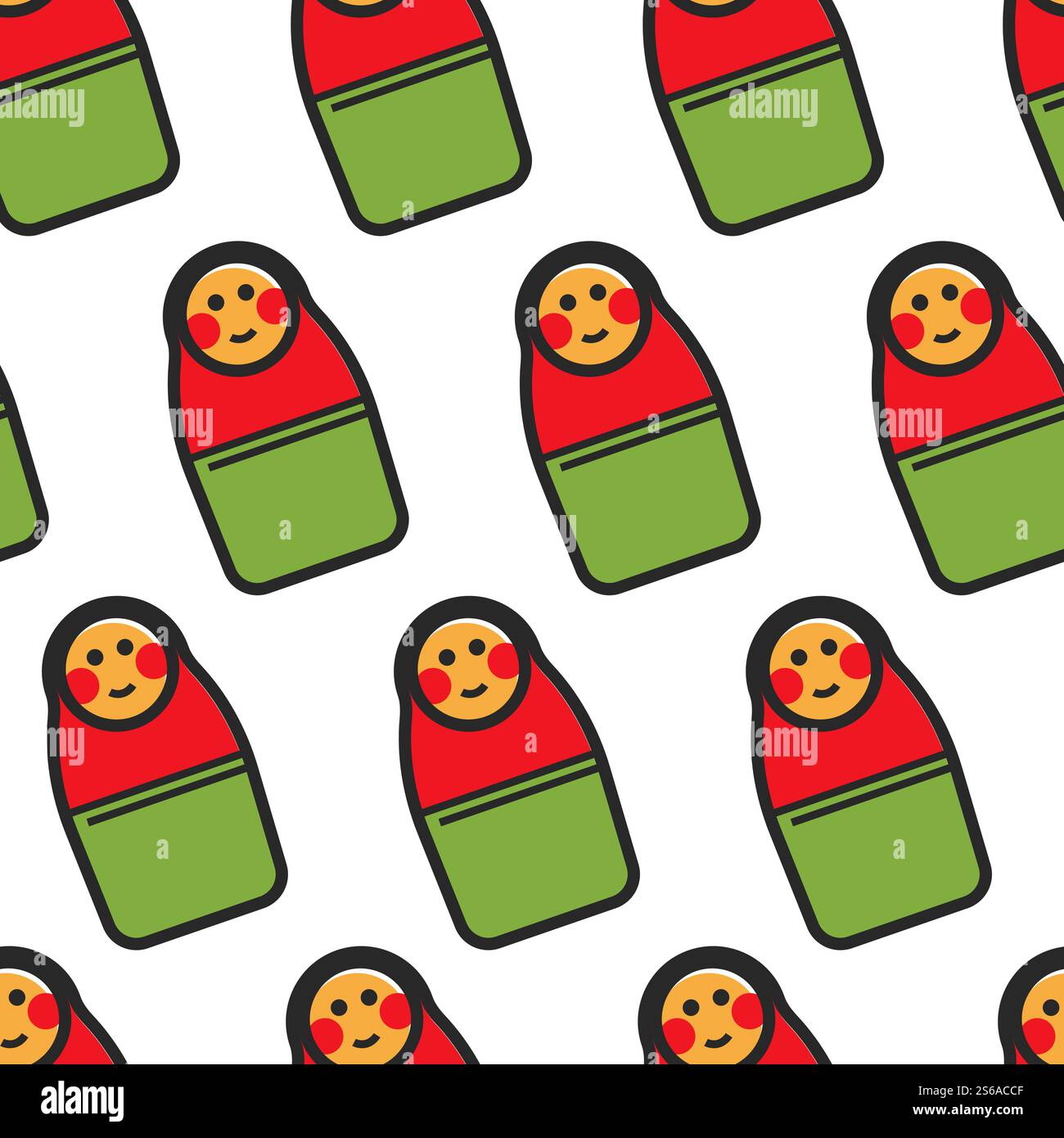 Russian symbol matrioshka or nesting doll seamless pattern vector ...