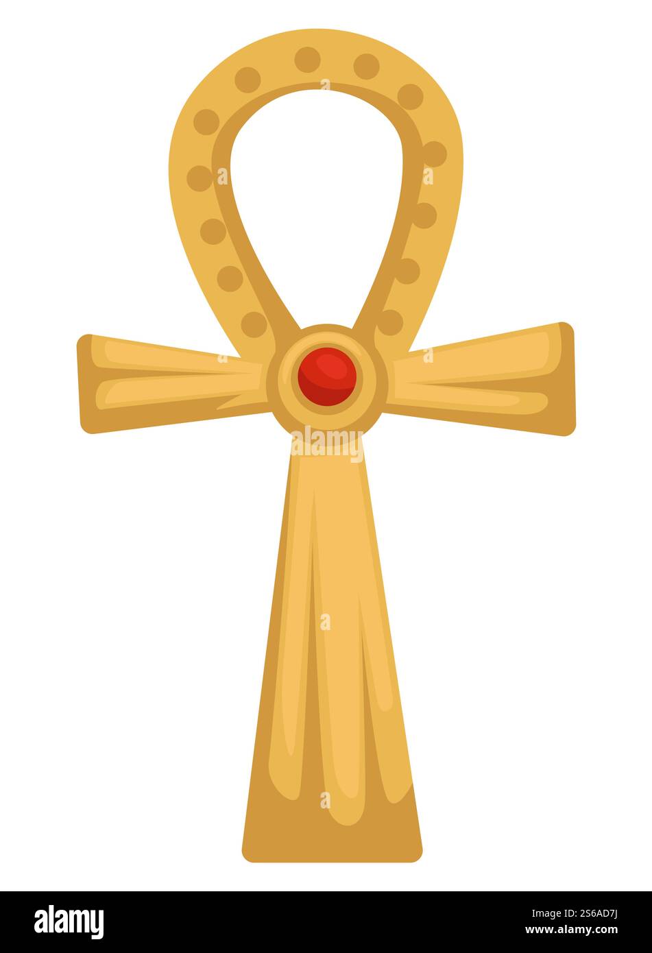 Gold Ankh or coptic cross with ruby stone Egyptian religion isolated ...