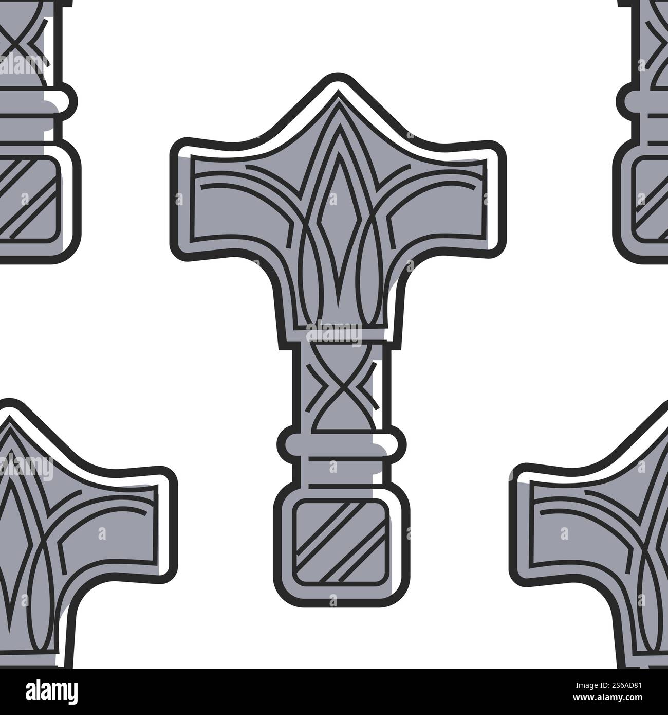 Mjolnir Thor hammer seamless pattern viking weapon vector Scandinavian ...