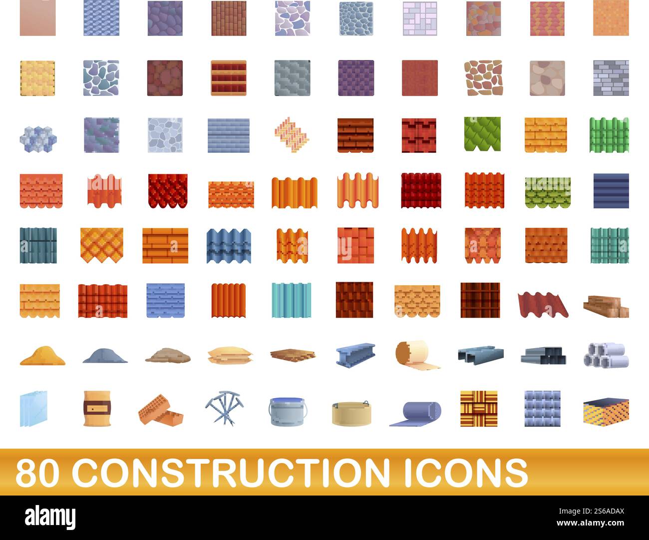 80 construction icons set. Cartoon illustration of 80 construction icons vector set isolated on ...