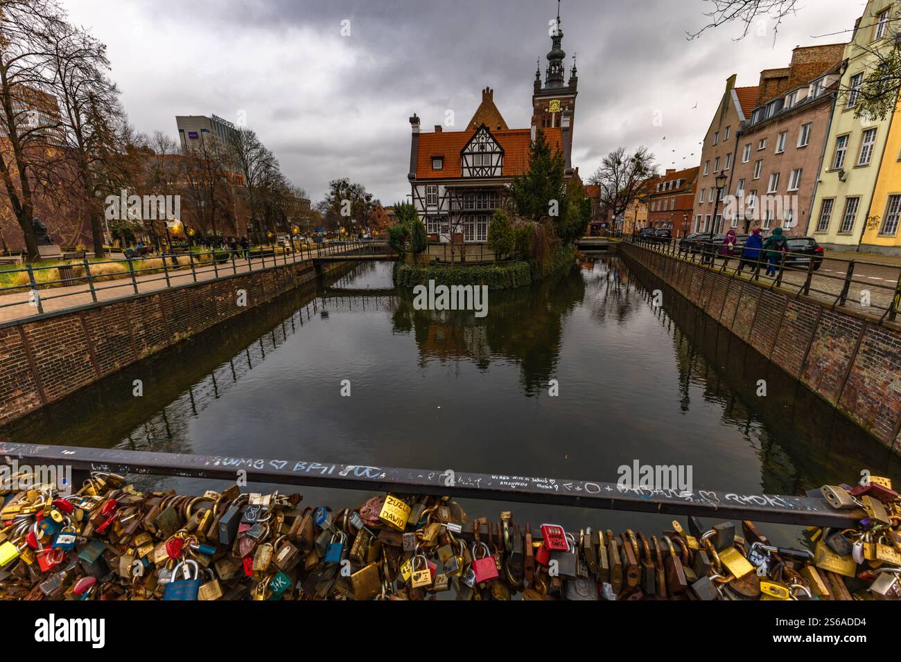 Bread Bridge in Gdańsk, Love Bridge, padlocks hanging on the bridge ...