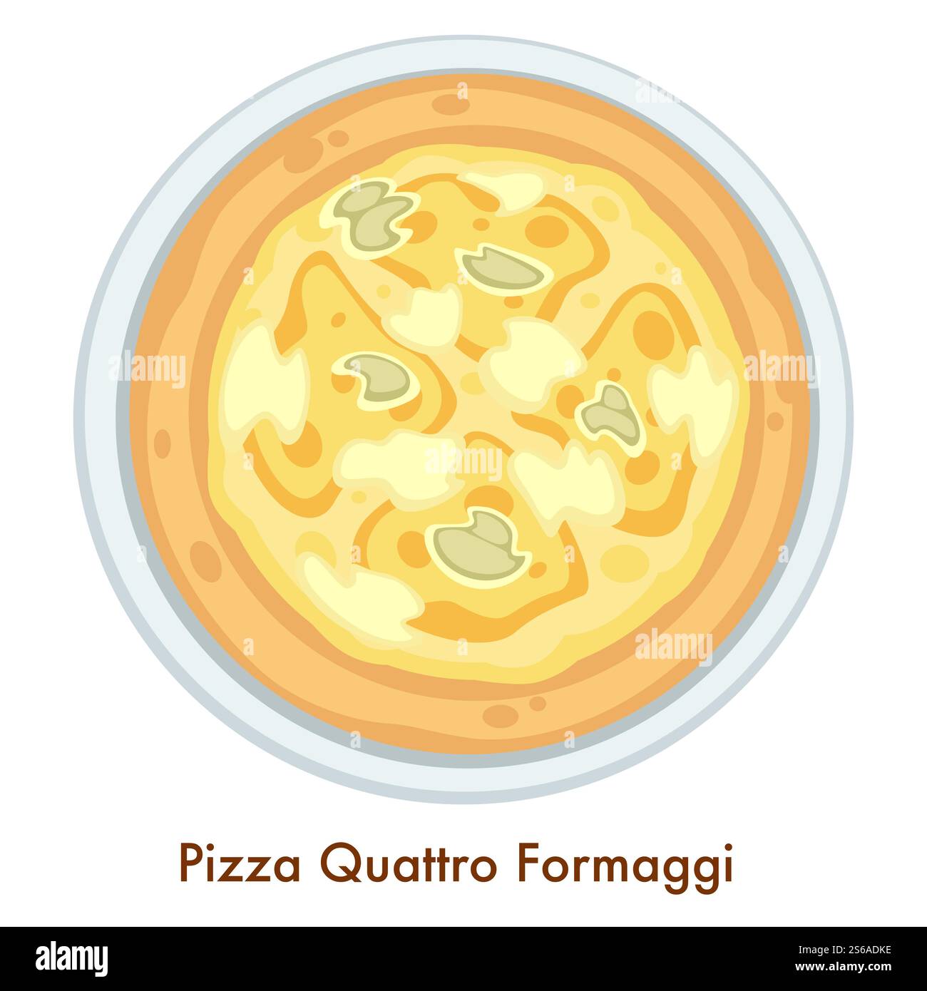Pizza Quattro Formaggi Italian food dish vector cuisine of Italy ...