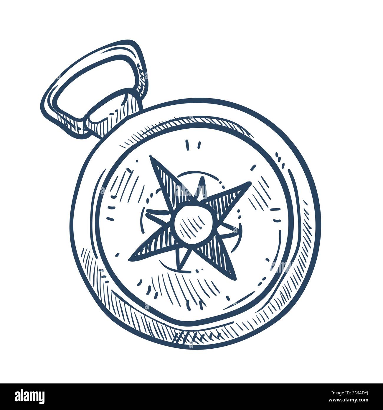 Nautical equipment compass isolated monochrome sketch marine navigation ...