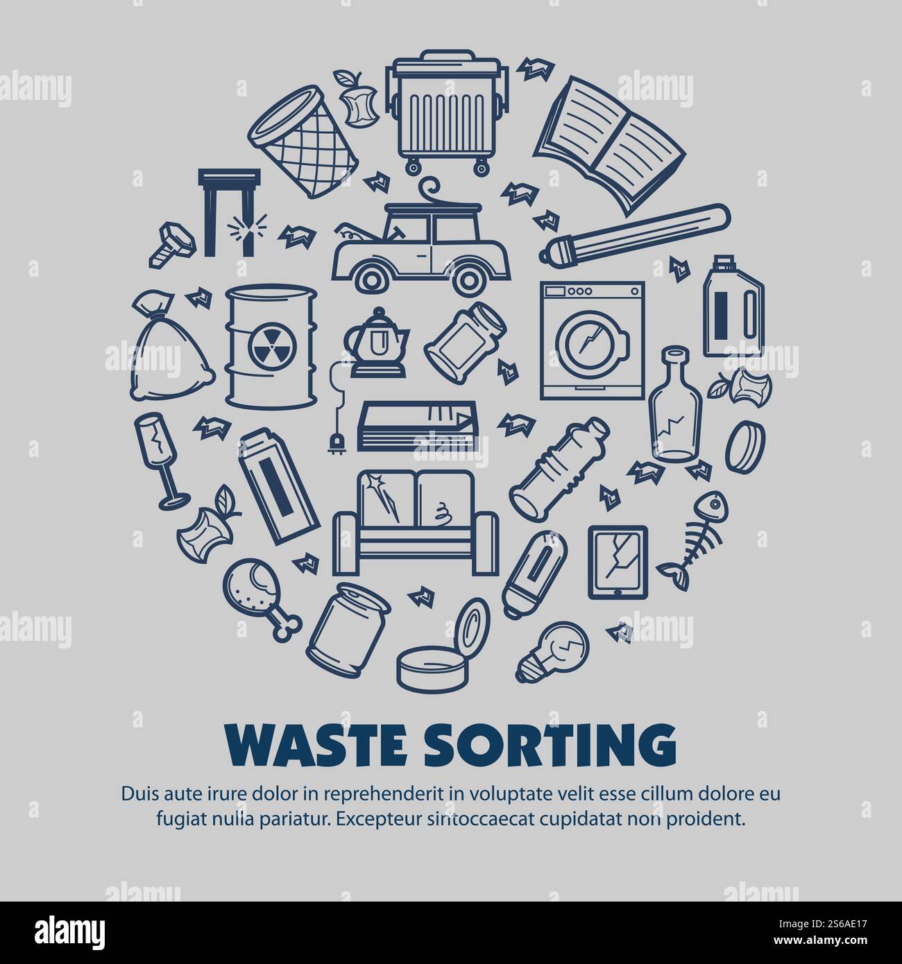 Ecology and environment waste sorting trash vector recycling broken ...