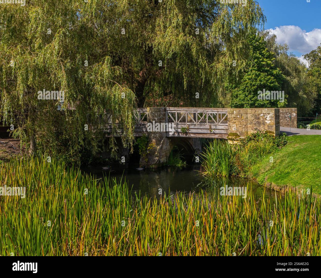 Kent, UK - September 16th 2024: A footbridge in the lovely grounds of ...