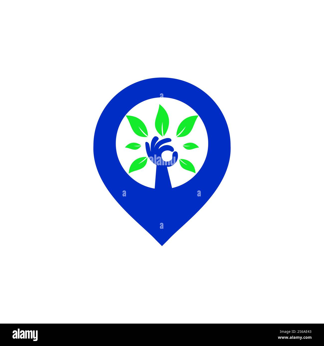 Hand tree and GPS pin logo design. Spa and Salon or Health Center ...