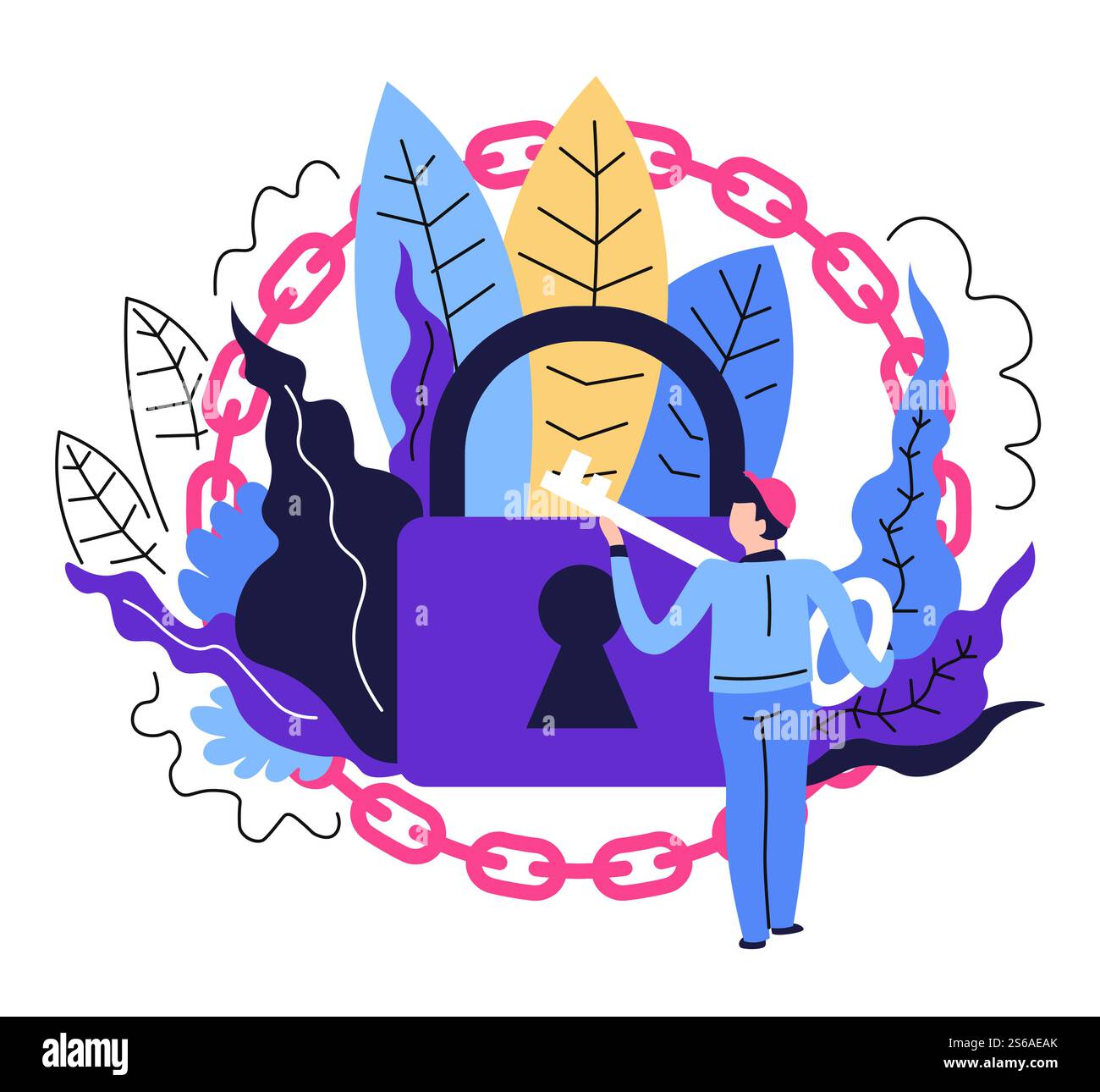 Device protection security system and safety lock and key with chain ...