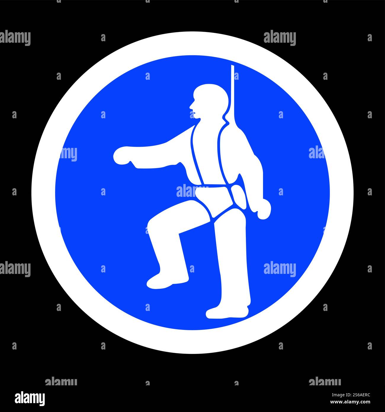 PPE Icon.Safety Harness Must Be Worn Symbols Sign On black Background ...