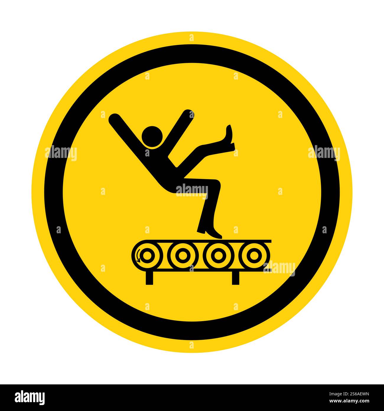 Fall Hazard From Conveyor Symbol Sign Isolate on White Background ...