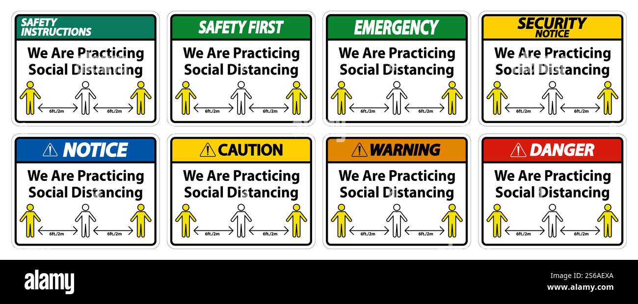 We Are Practicing Social Distancing Sign Isolate On White Background,Vector Illustration EPS.10 ...